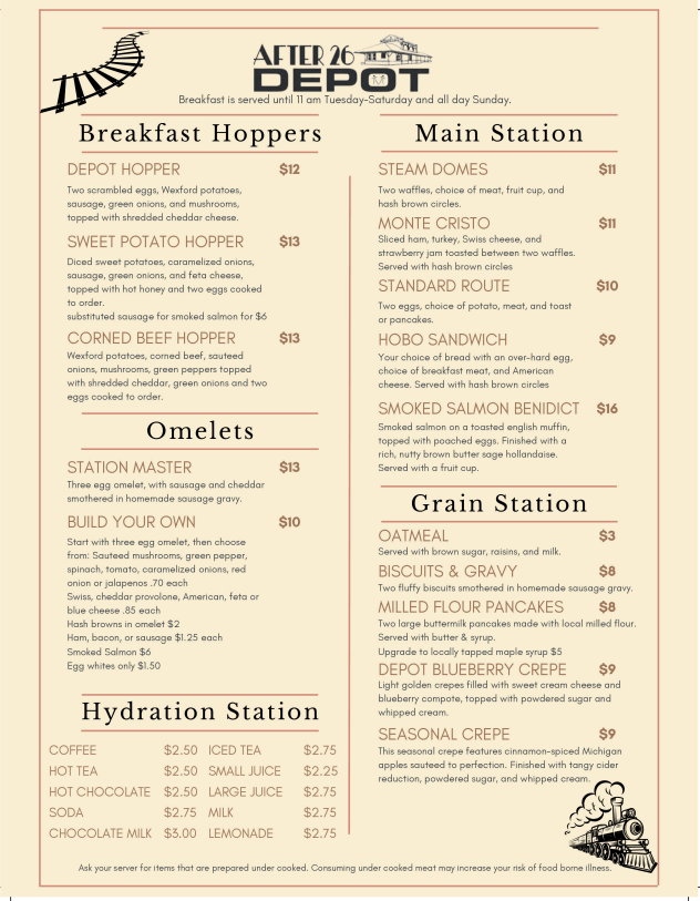 Menu – After 26 Depot