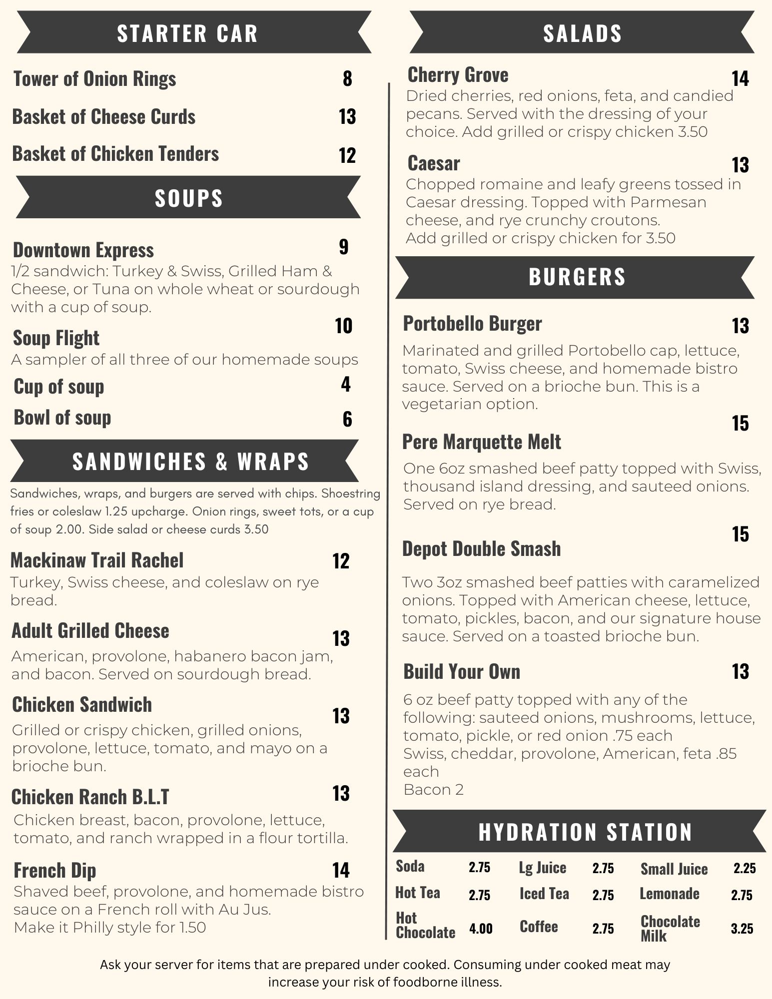 Menu – After 26 Depot